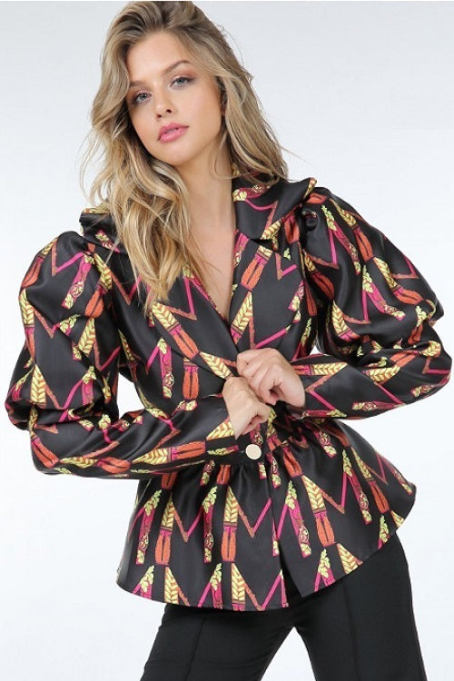 Bouffant Aztec Print Blazer – ICONIC7